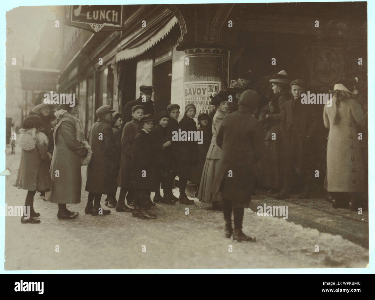 Long line of boys and men at Vaudeville Show. Saturday P.M. Abstract ...