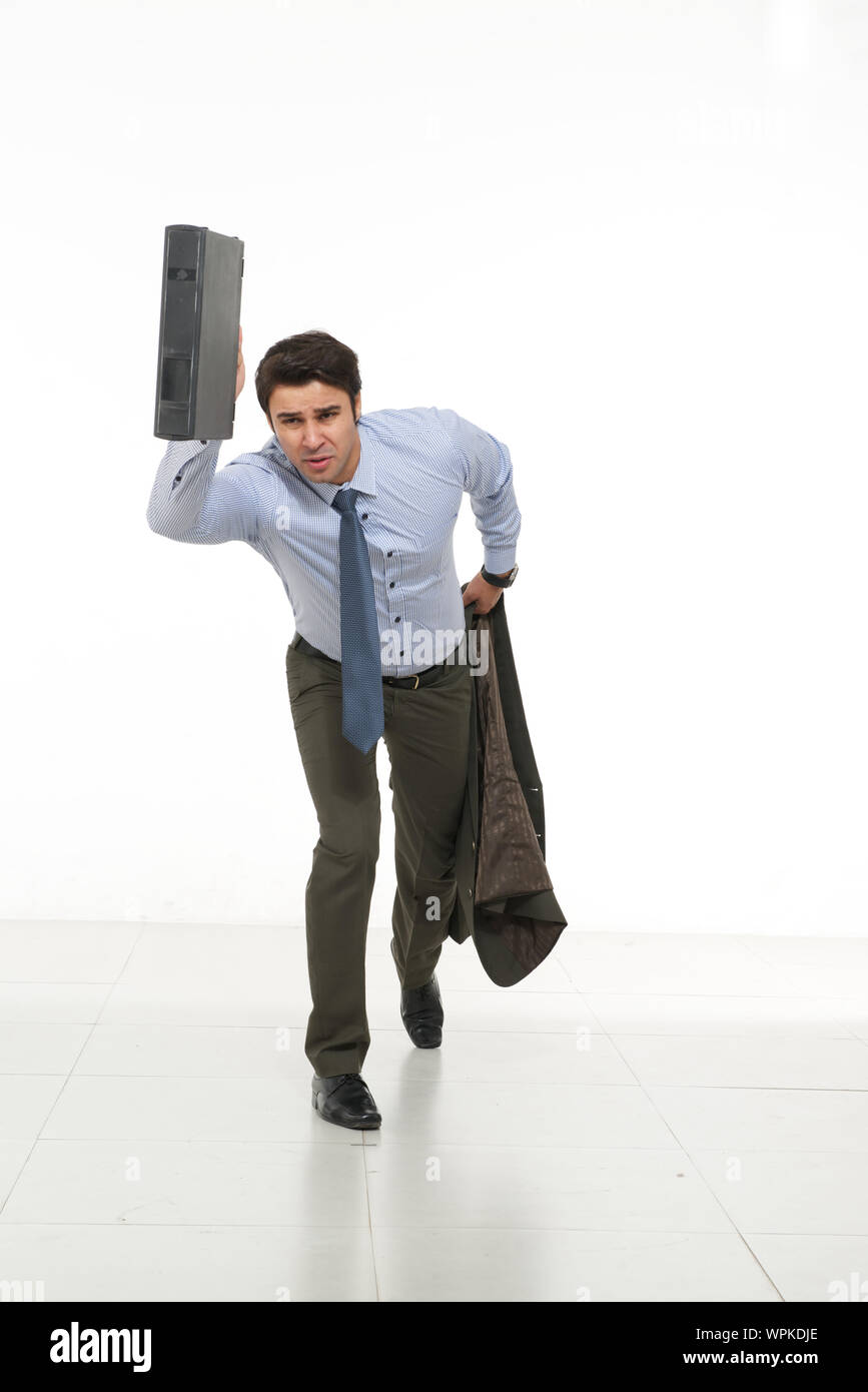 Man running away coat hi-res stock photography and images - Alamy