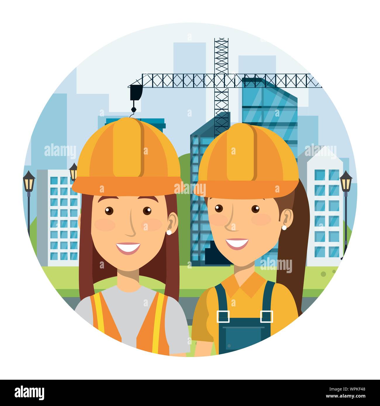 female builders constructors on workside characters Stock Vector Image ...