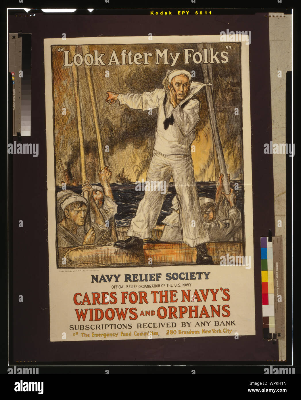 Look after my folks Abstract: Poster showing a sailor calling from the ...