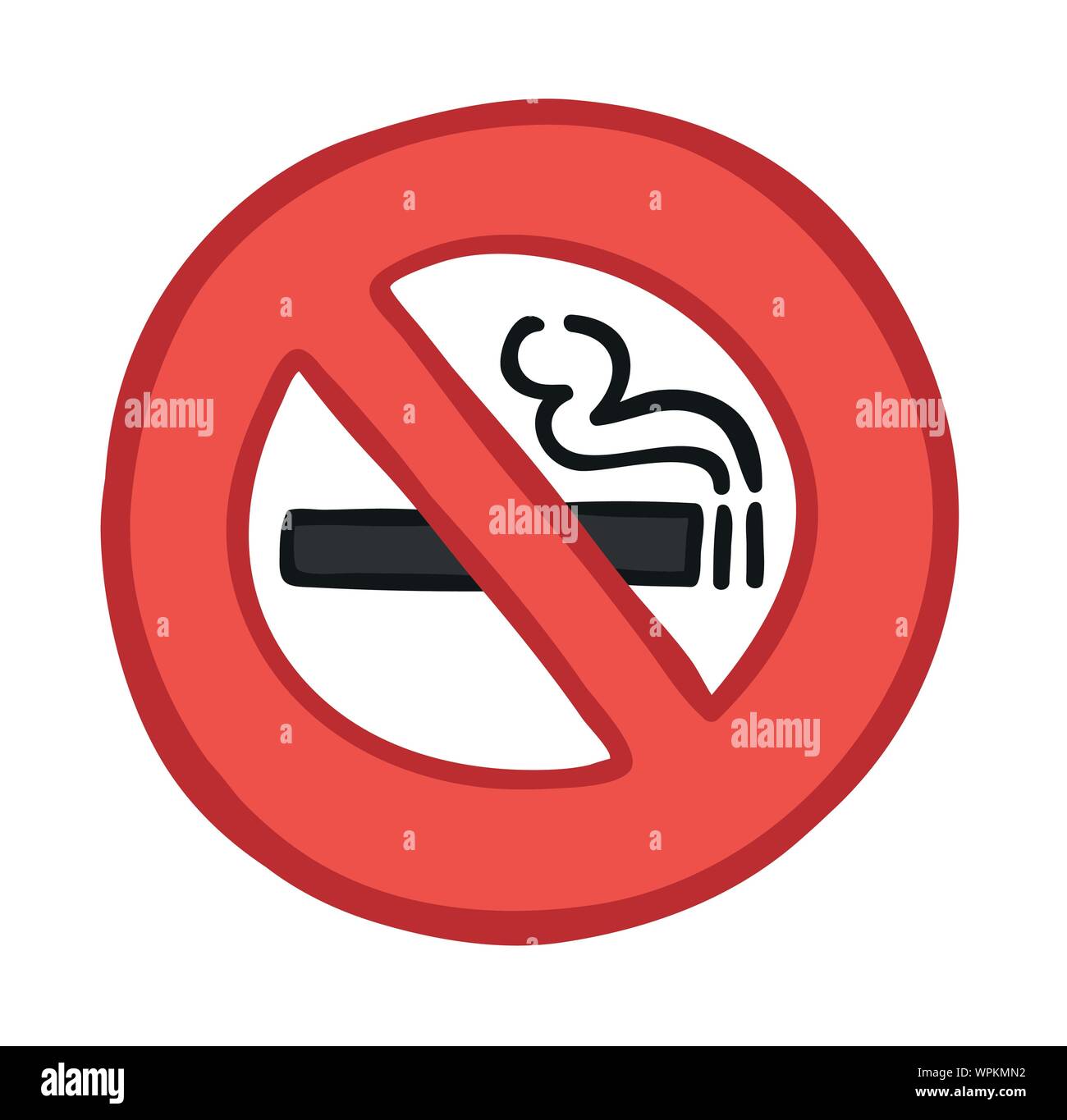 Vector illustration smoking ban. Hand drawn. Colored outlines Stock ...