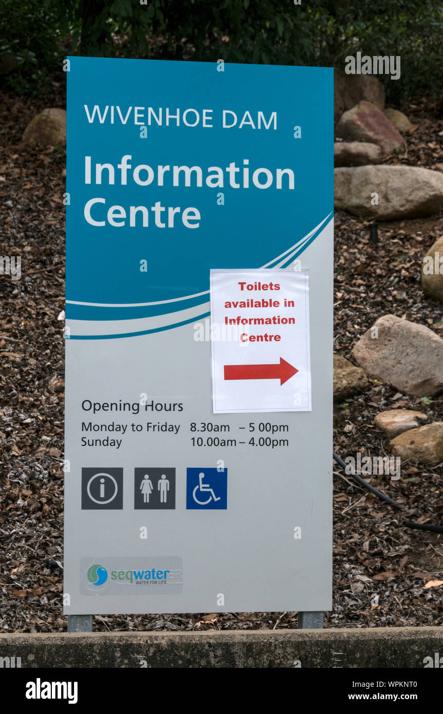 The Wivenhoe Dam Infoamtion Centre at Lake Wivenhoe, and the Brisbane ...
