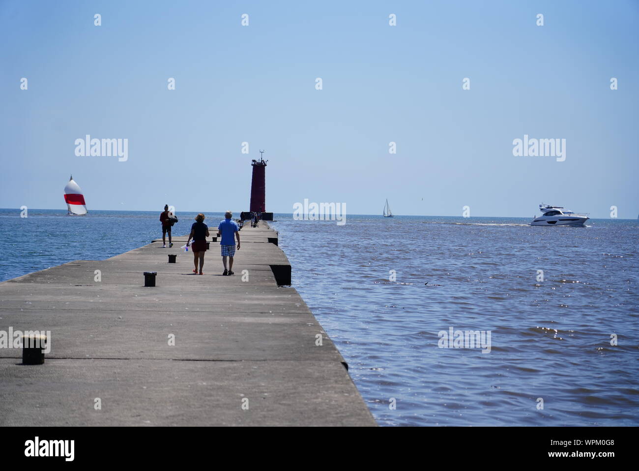 lake, lighthouse, morning, sheboygan, sunrise, wisconsin, blue harbor ...