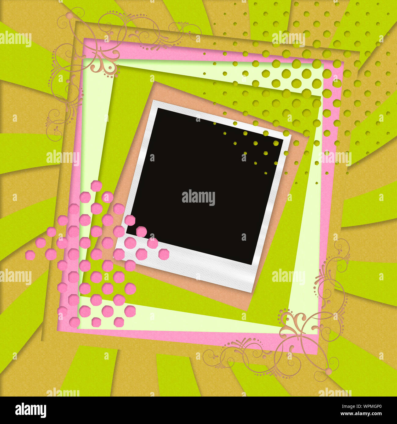 Illustration of abstract colorful paper craft background with vintage ...