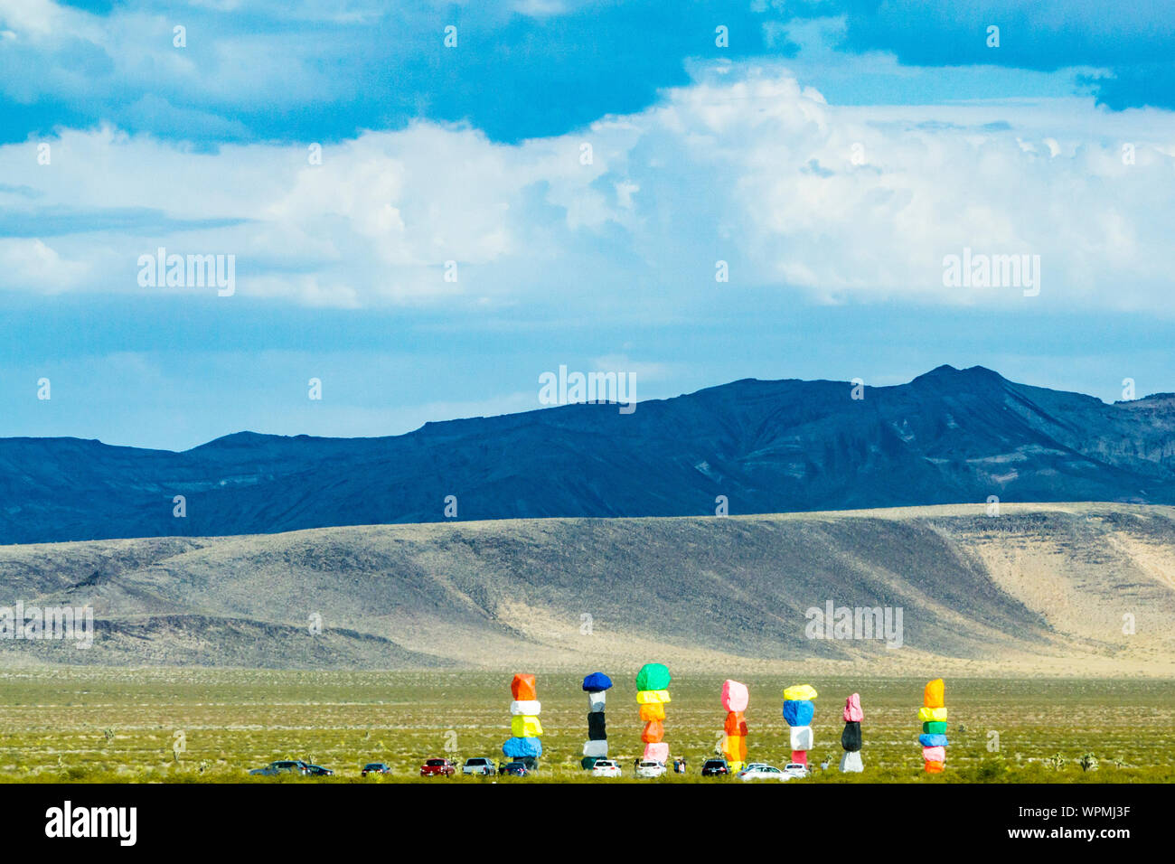 Seven Magic Mountains brightly colored stacks of rocks near Jean Nevada ...