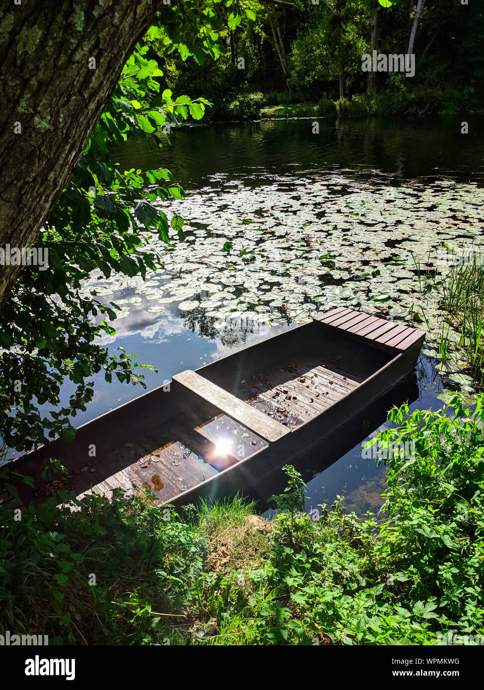 little rowing boat on the gartmpe river in france Stock Photo - Alamy