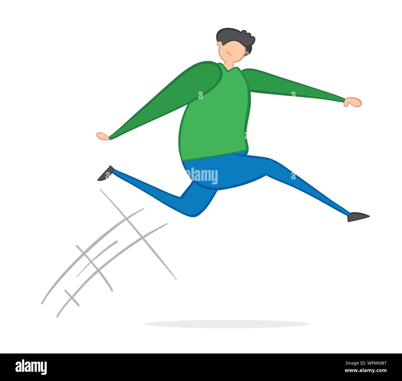 Vector illustration man jumping. Hand drawn. Colored outlines Stock ...