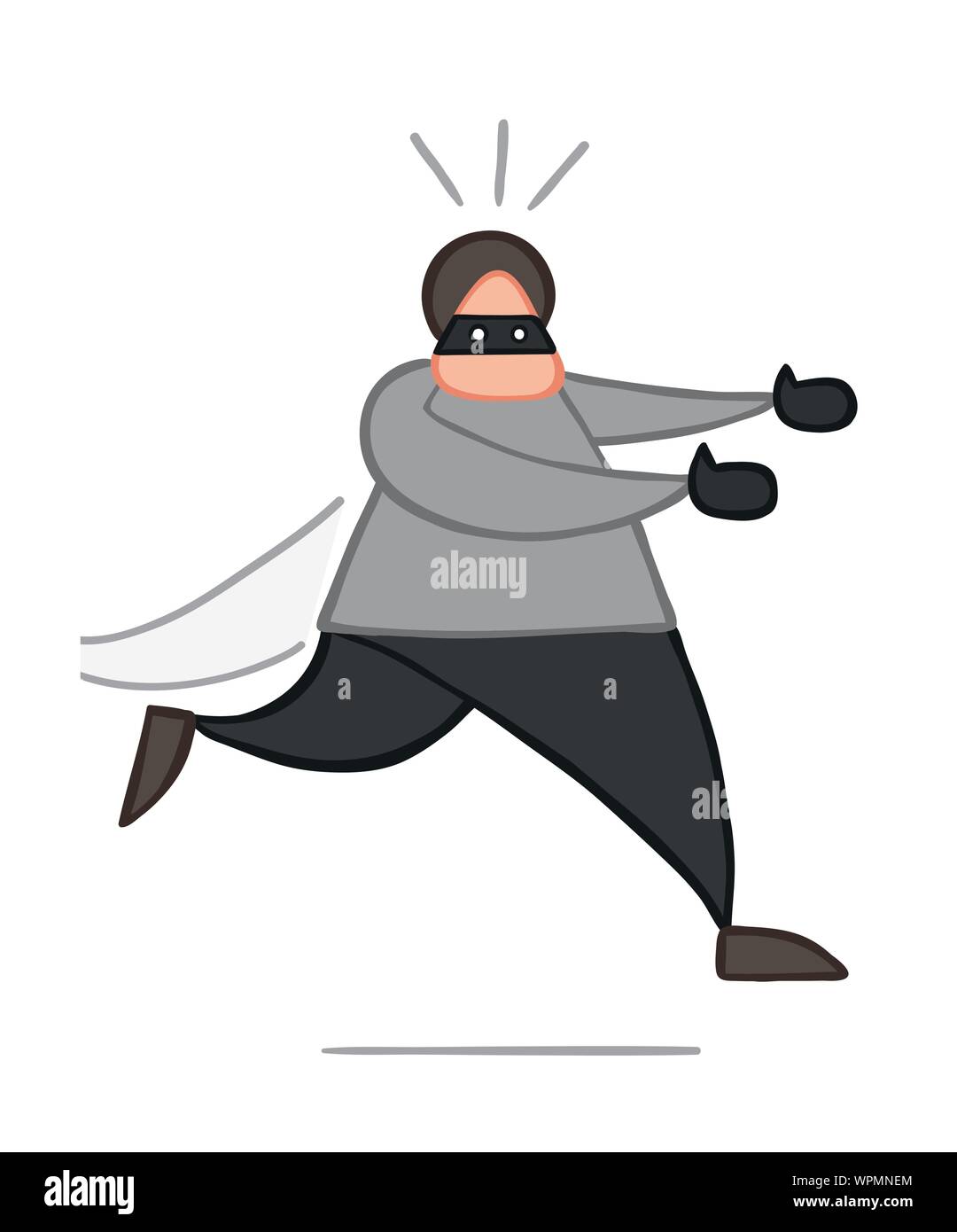 Vector illustration thief running away. Hand drawn. Colored outlines ...