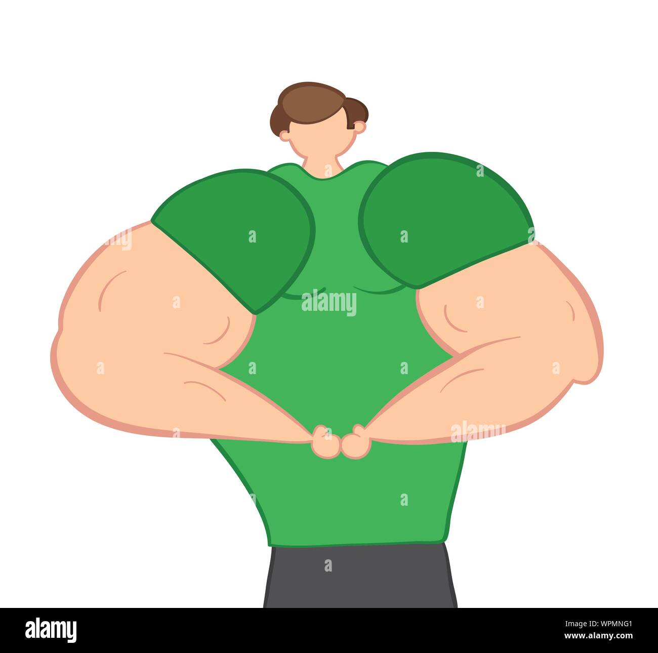 Vector illustration muscular man showing arm muscles. Hand drawn ...