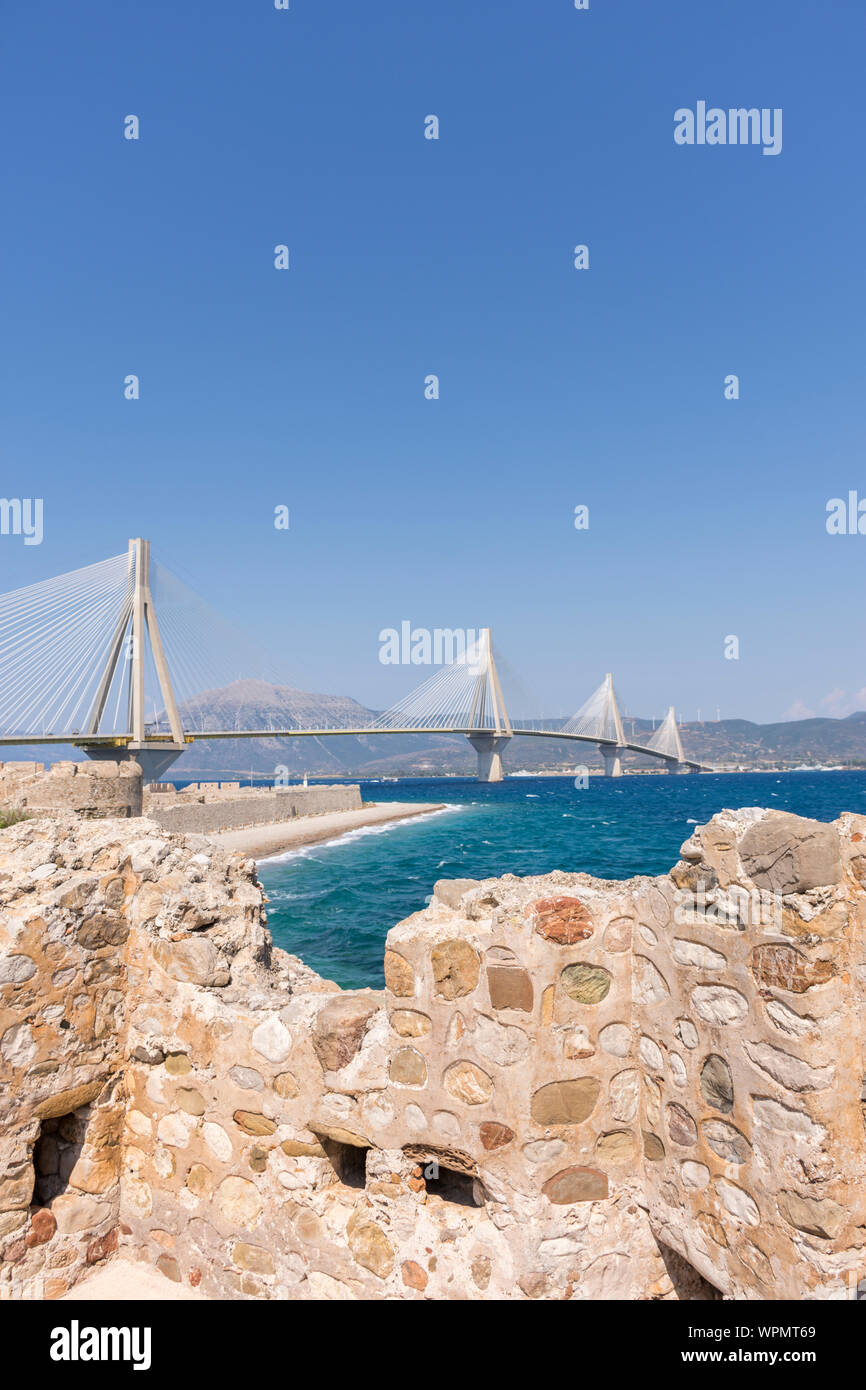 Shot of the beautiful Rio-Antirio bridge ,from Rio castle in Greece ...