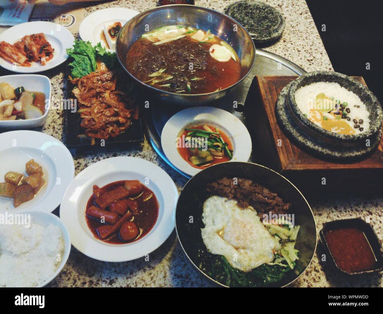 Cooked Food On Plates Stock Photo - Alamy