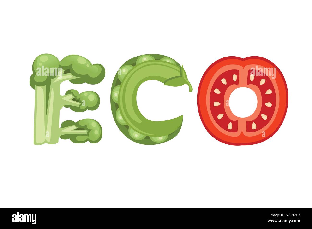 ECO style cartoon vegetable design flat vector illustration isolated on ...