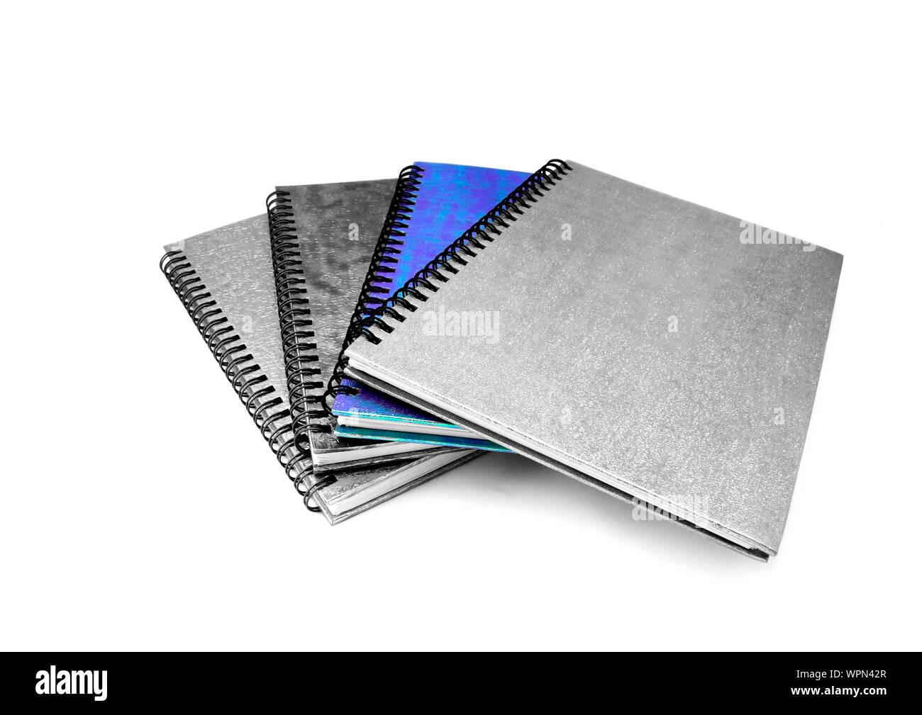 Spiral bound notebooks, white background Stock Photo - Alamy