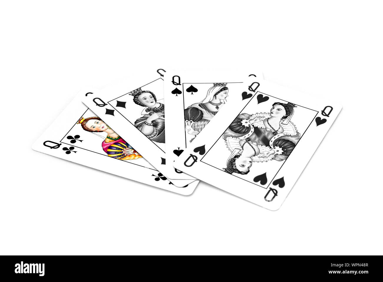 Set of queens, playing cards, white background Stock Photo - Alamy