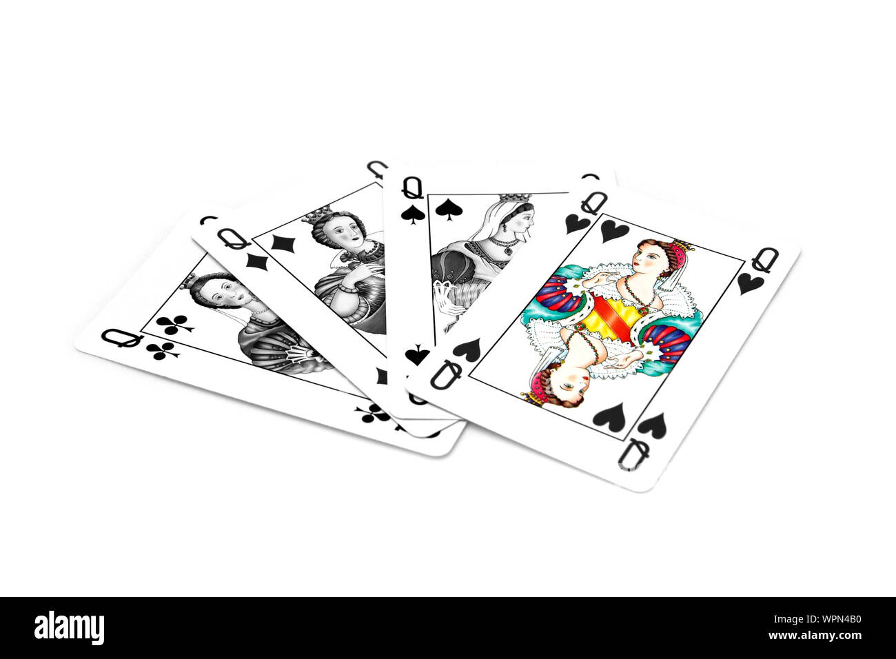 Set of queens, playing cards, white background Stock Photo - Alamy