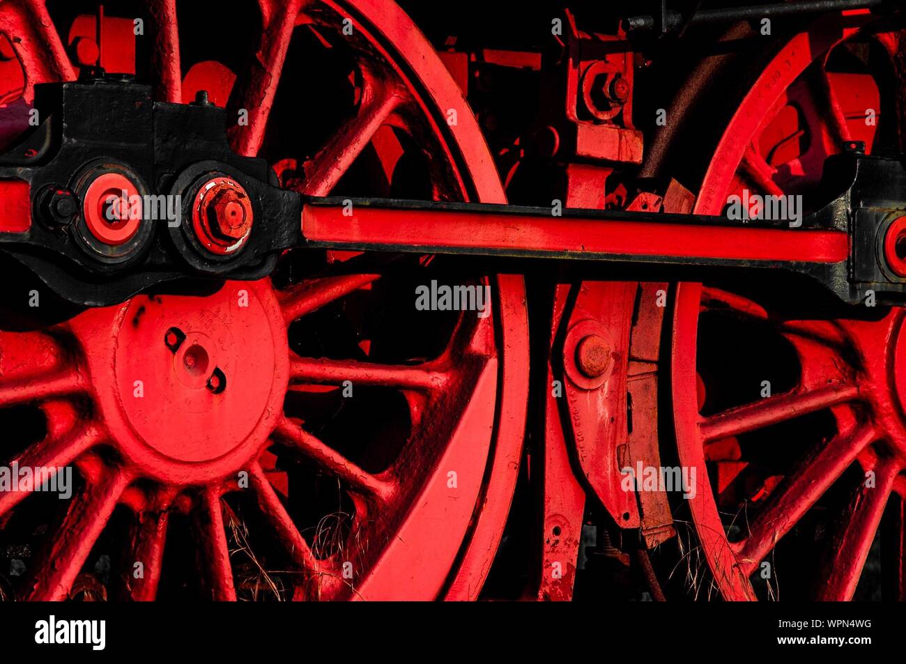 Close up red train wheels hi-res stock photography and images - Alamy