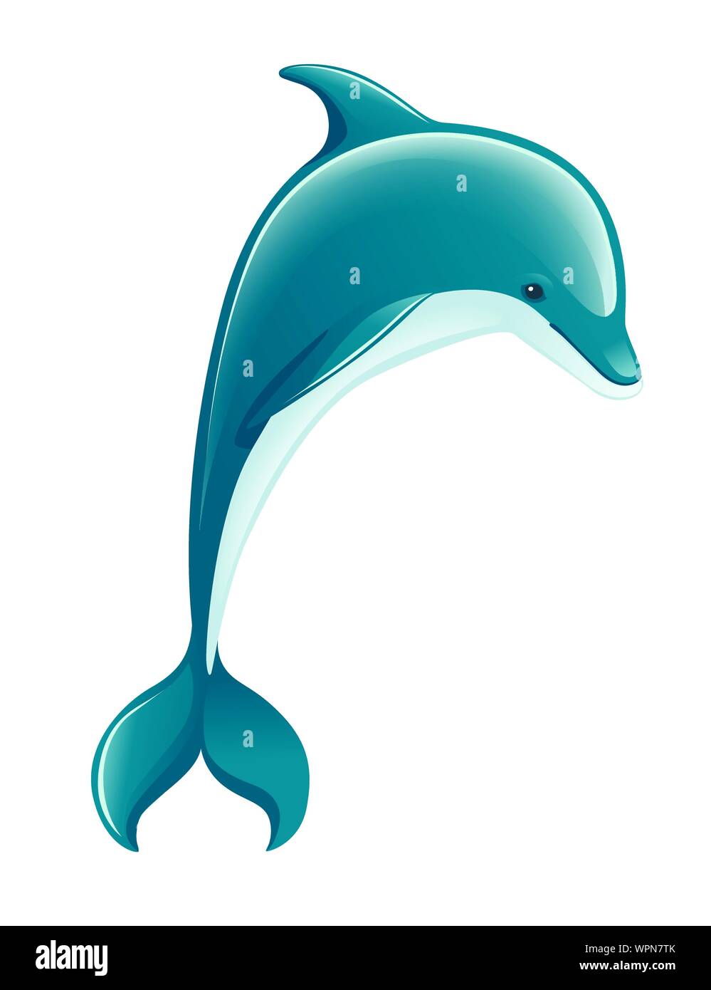 Blue dolphin cartoon sea animal design flat vector illustration ...