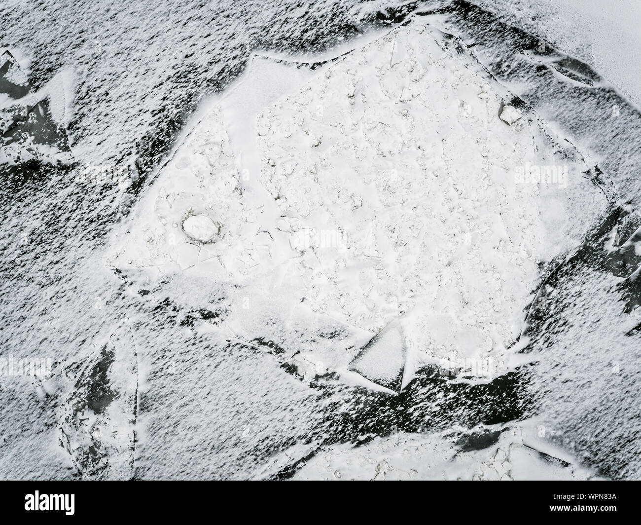 Aerial view of ice floe over the St.Lawrence River during winter Stock ...