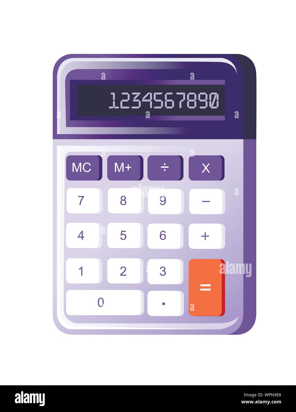 Modern purple small calculator with basic function flat vector ...