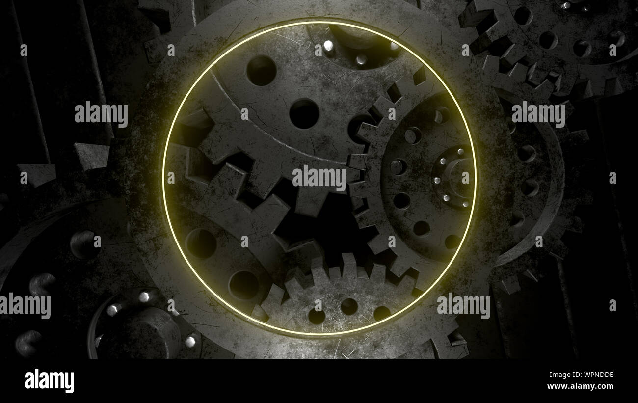 Industrial Gear Background Yellow Stock Photo - Alamy