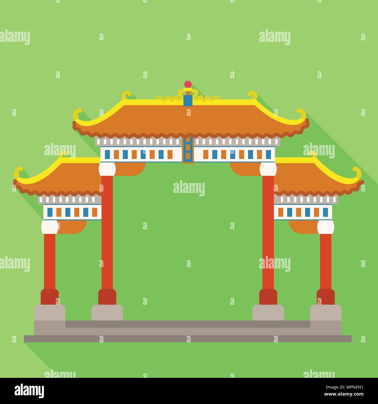 Japan gates temple icon. Flat illustration of japan gates temple vector ...