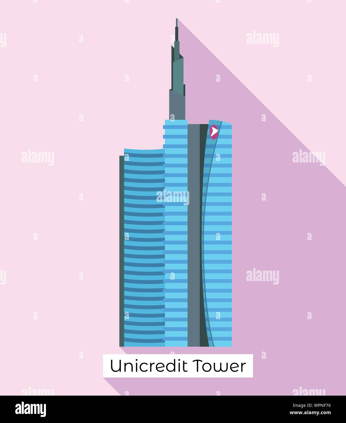 Milan unicredit tower icon. Flat illustration of Milan unicredit tower ...