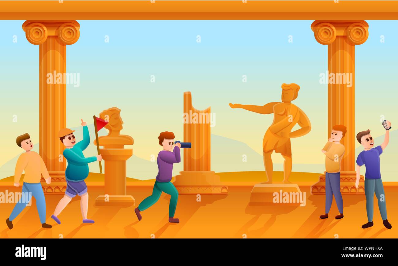 Greek excursion concept banner. Cartoon illustration of greek excursion ...