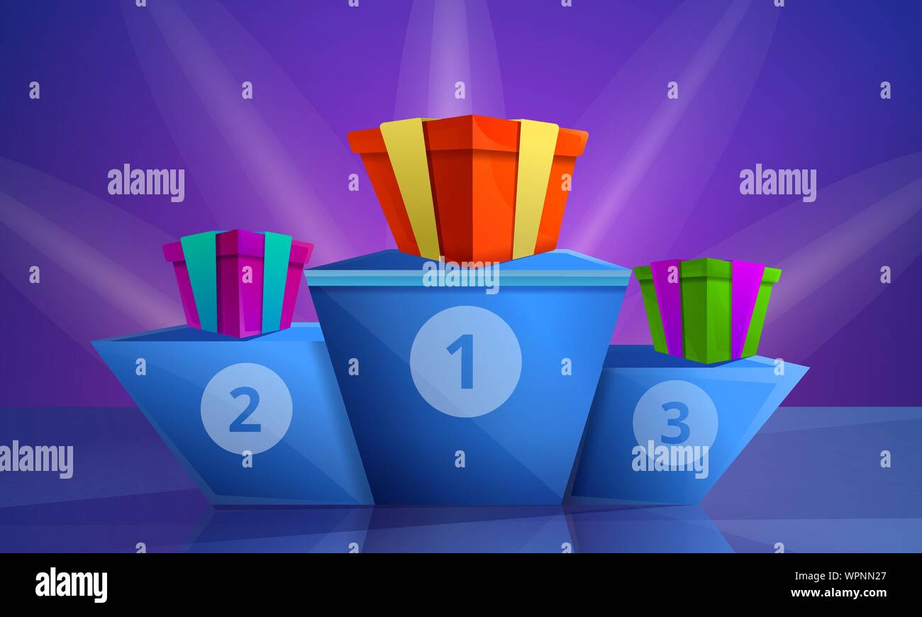 Contest podium concept banner. Cartoon illustration of contest podium ...