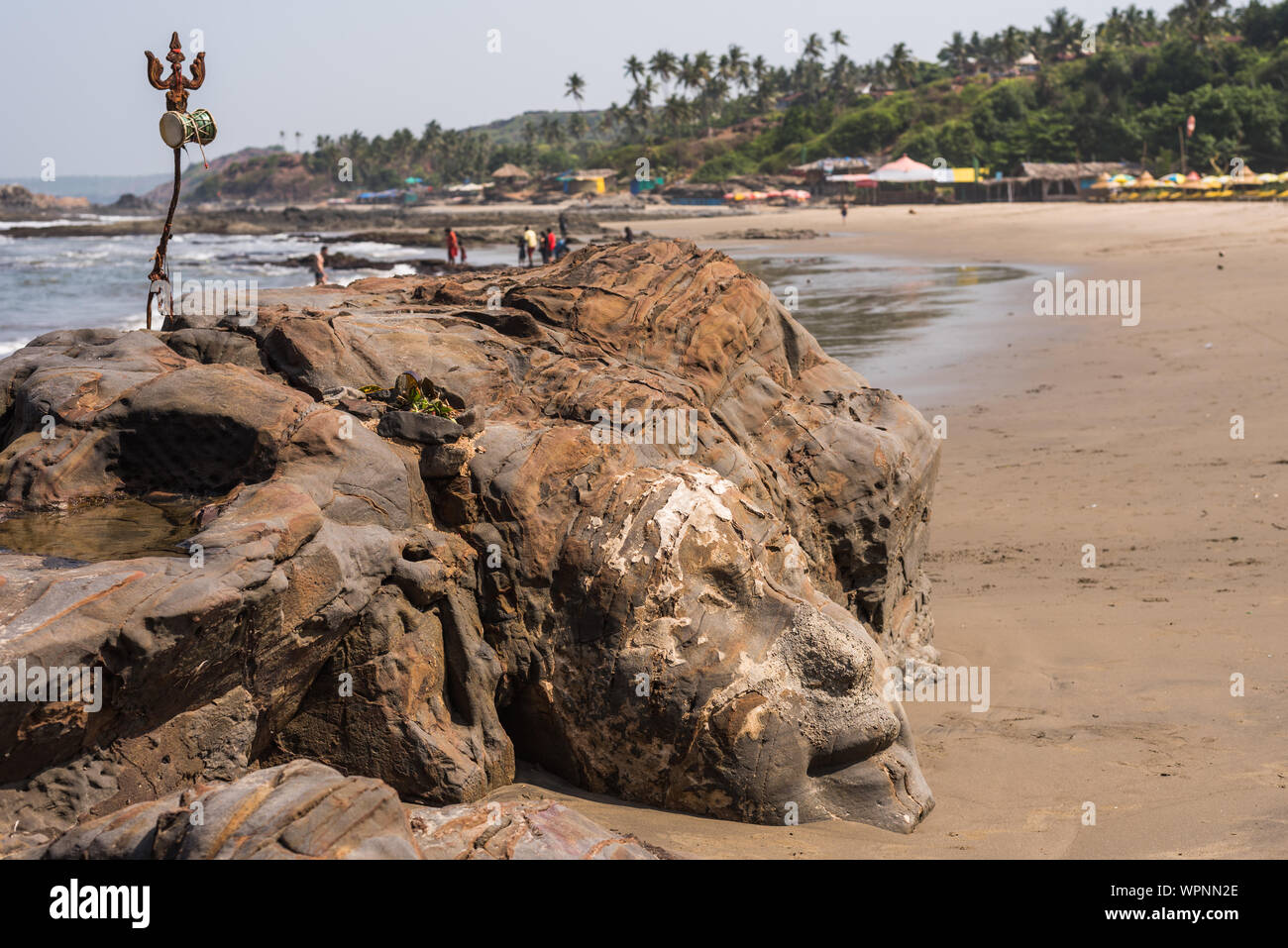Ozran or Little Vagator Beach, Goa/India- April 21 2018: Hindu Lord ...