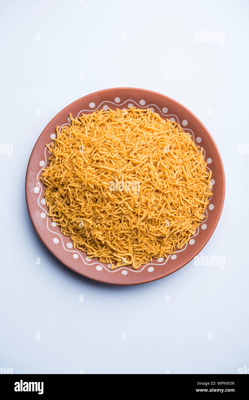 Aloo Bhujiya or Potato Bhujia also known as Namkeen sev. Popular ...