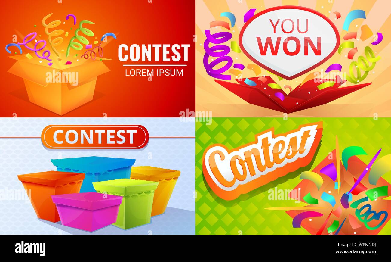 Contest banner set. Cartoon illustration of contest vector banner set ...