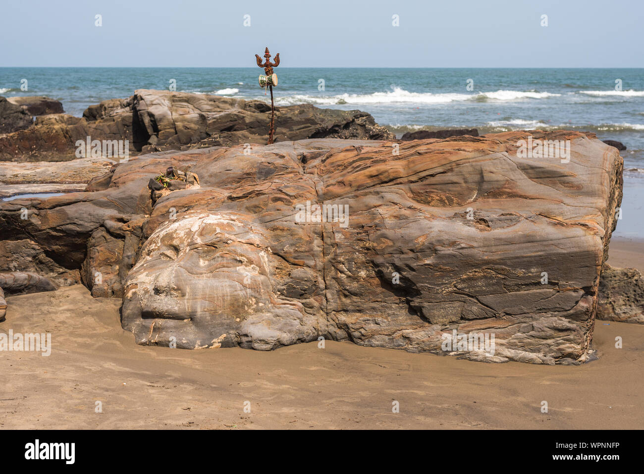 Ozran or Little Vagator Beach, Goa/India- April 21 2018: Hindu Lord ...