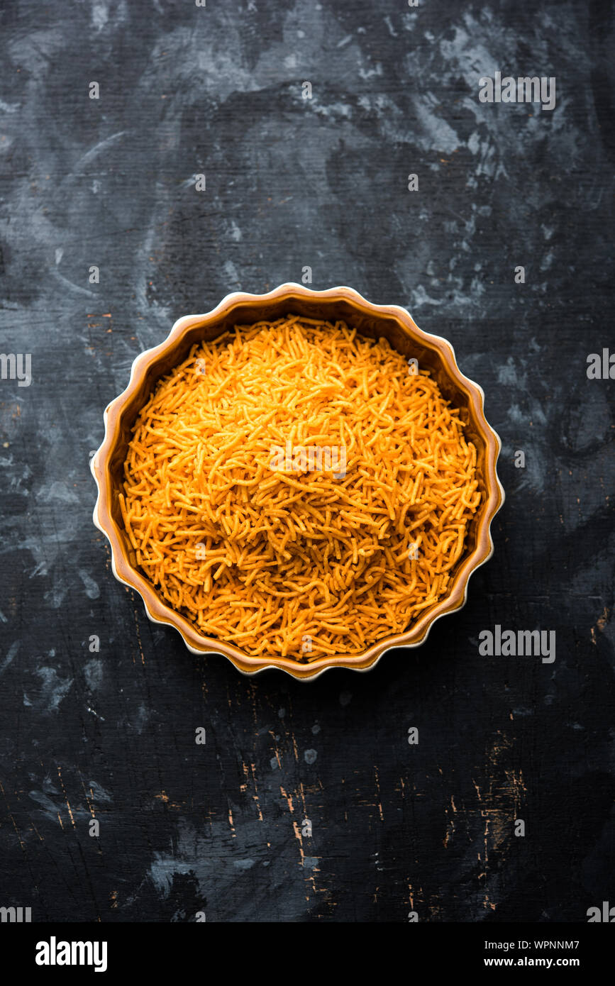 Aloo Bhujiya or Potato Bhujia also known as Namkeen sev. Popular ...