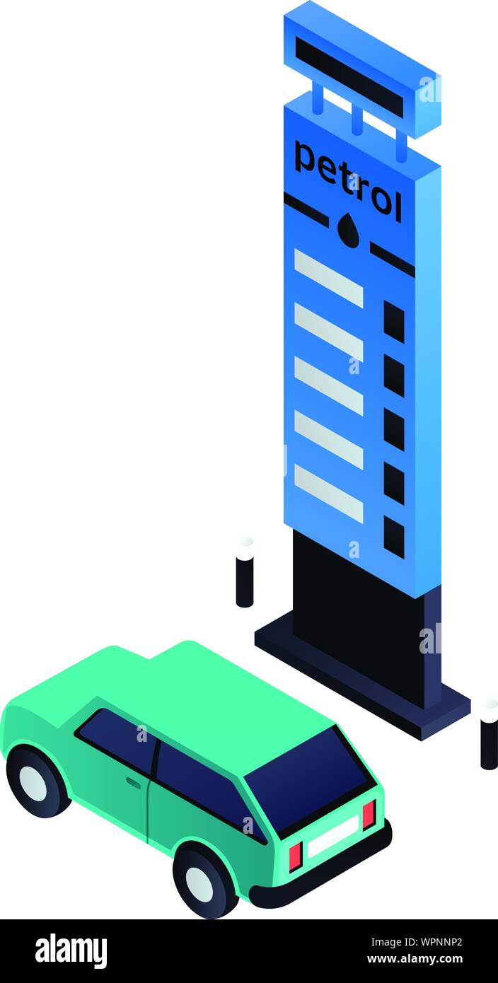 Car petrol station board icon. Isometric of car petrol station board ...