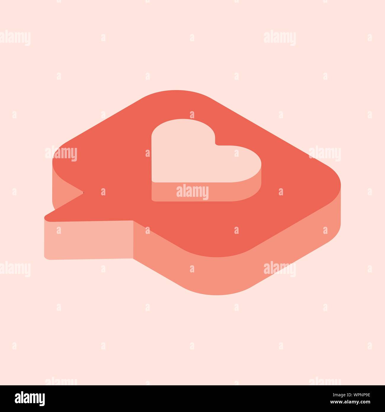 Heart notification icon heart chat icon flat 3d isometric vector ...