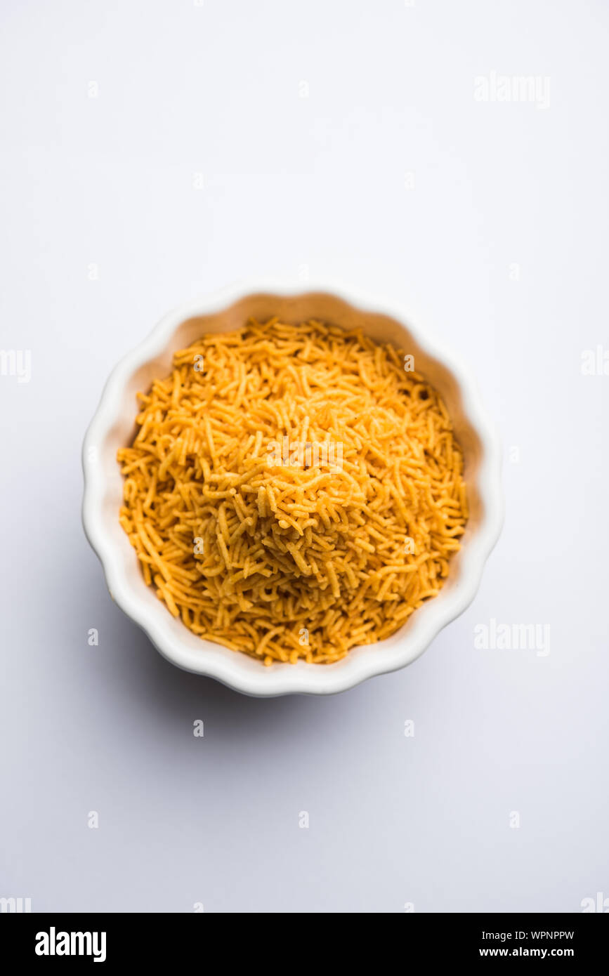 Aloo Bhujiya or Potato Bhujia also known as Namkeen sev. Popular ...