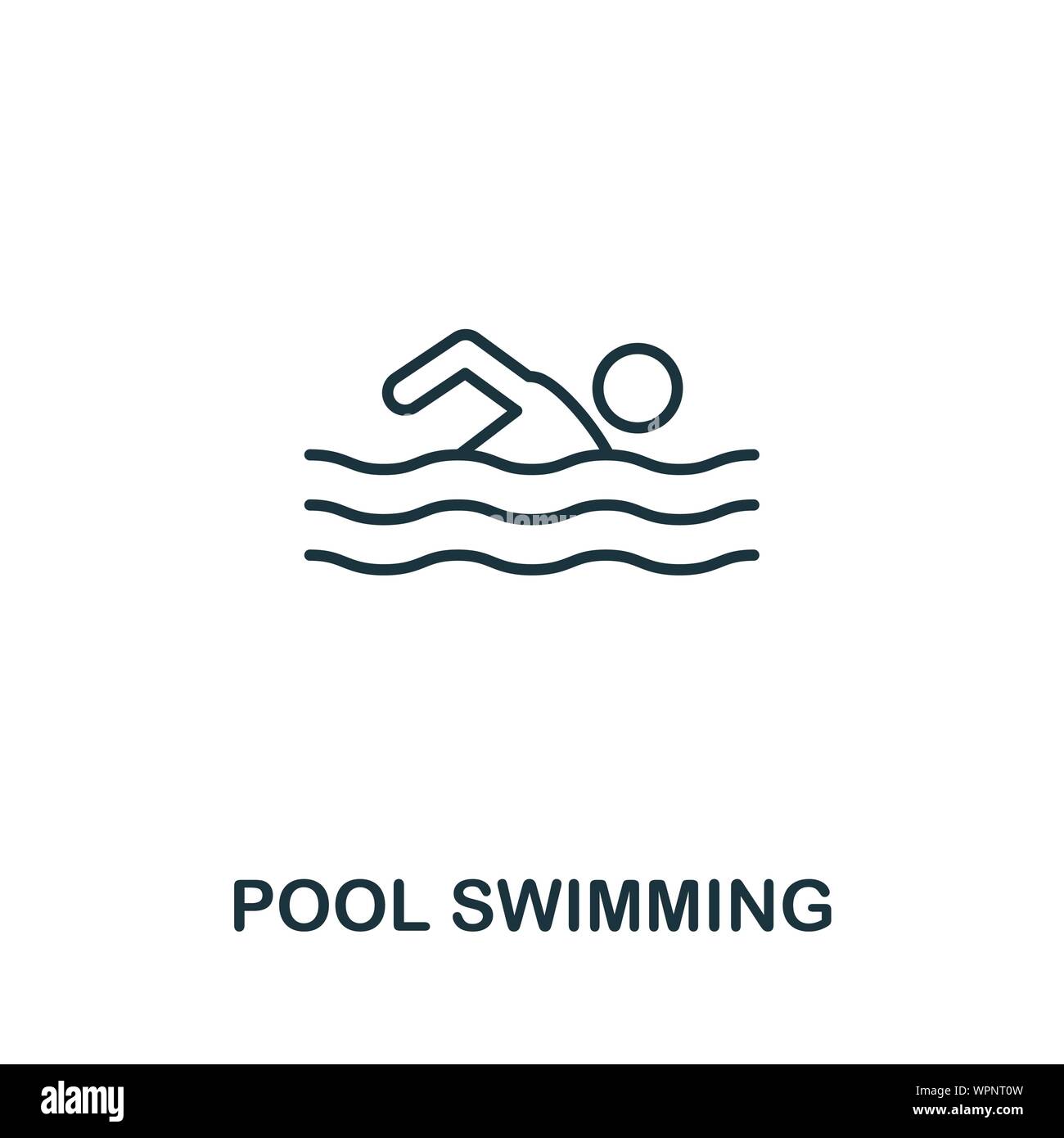 Pool Swimming icon. Thin outline style design from fitness icons ...