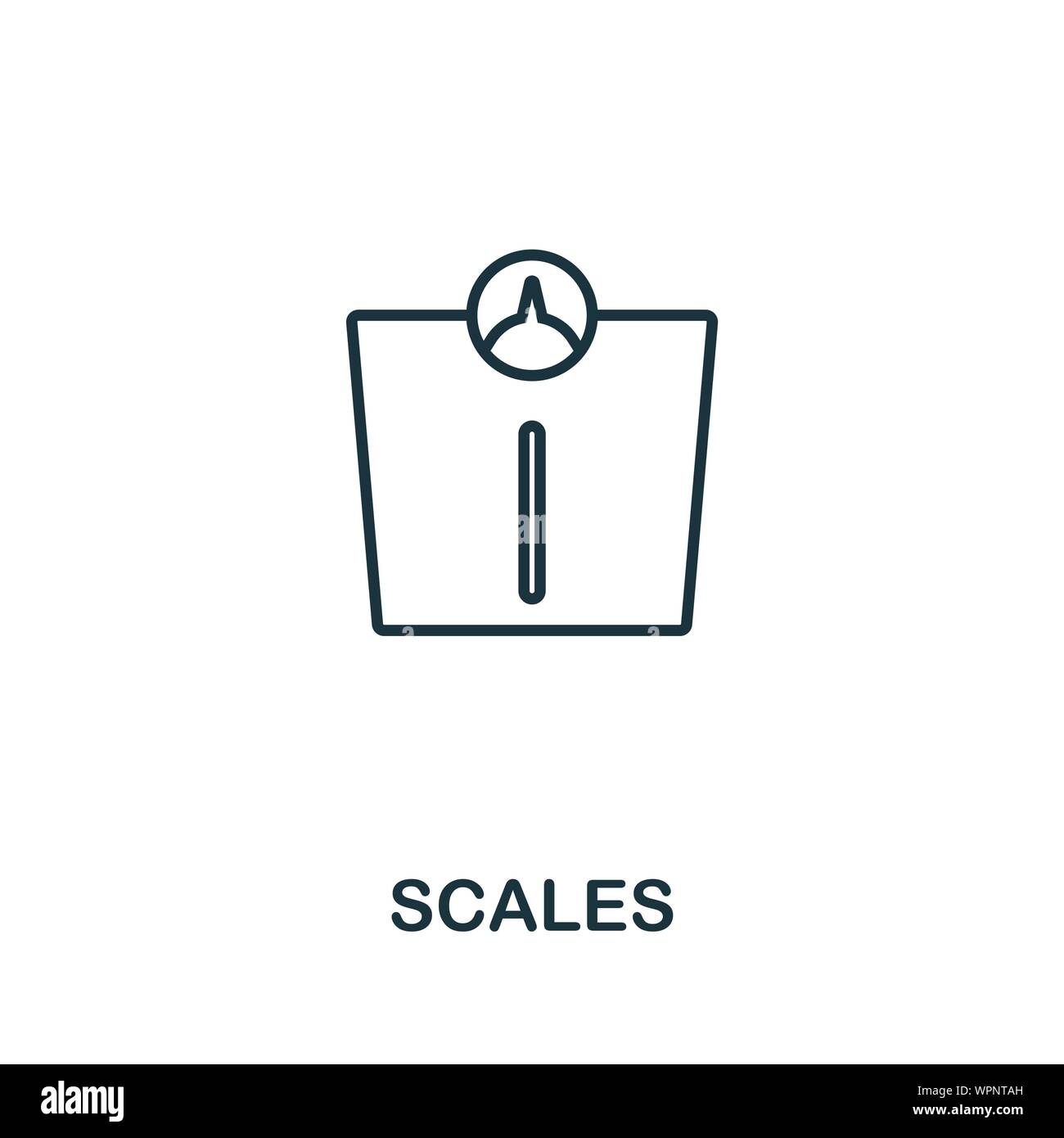 Scales icon. Thin outline style design from fitness icons collection ...