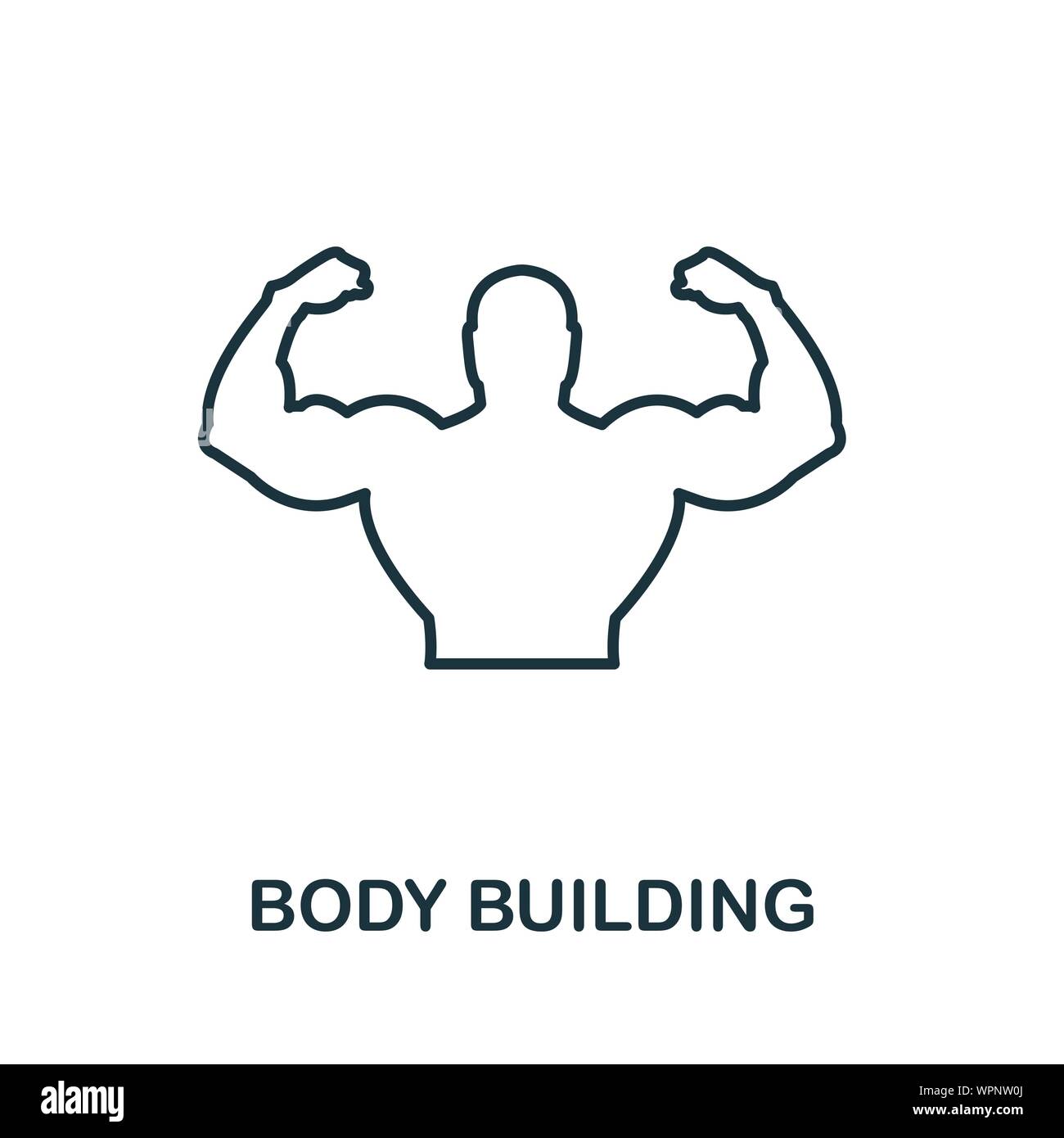 Body Building icon. Thin outline style design from fitness icons ... Body Building icon. Thin outline style design from fitness icons ...