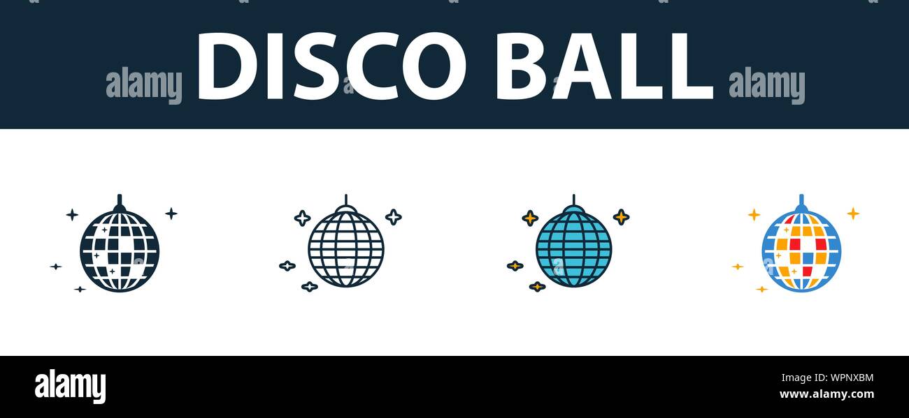 Disco Ball icon set. Four elements in diferent styles from party icon ...