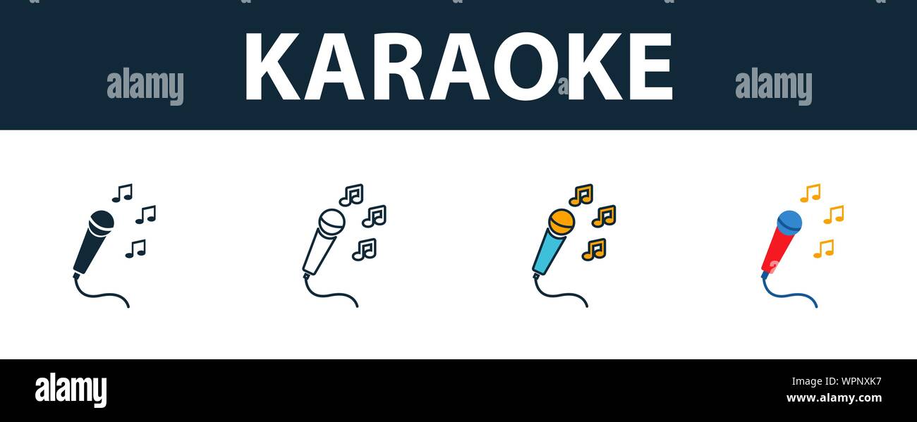 Karaoke icon set. Four elements in diferent styles from party icon ...