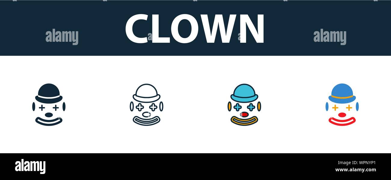 Clown icon set. Four elements in diferent styles from party icon icons ...