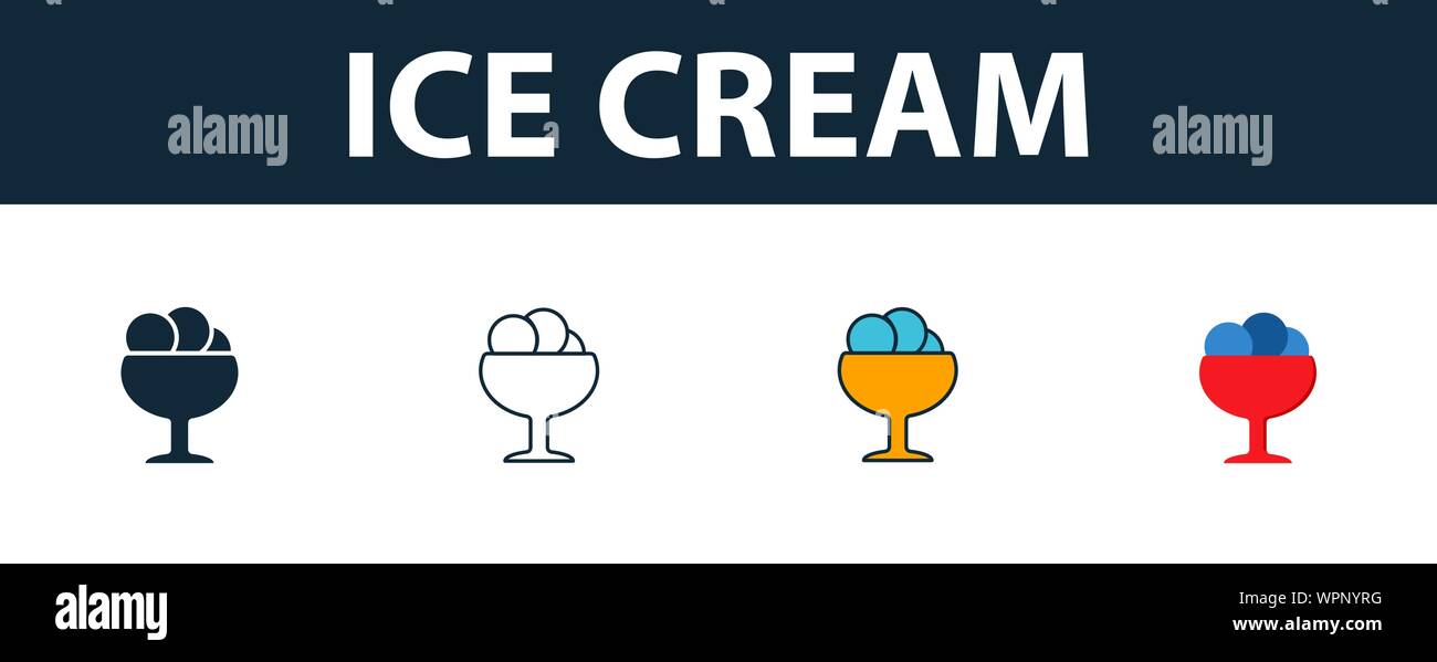 Ice Cream icon set. Four elements in diferent styles from party icon ...