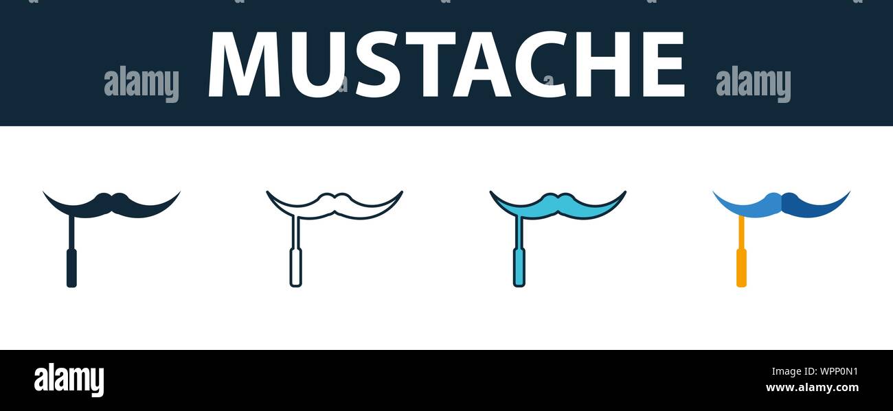 Mustache icon set. Four elements in diferent styles from party icon ...
