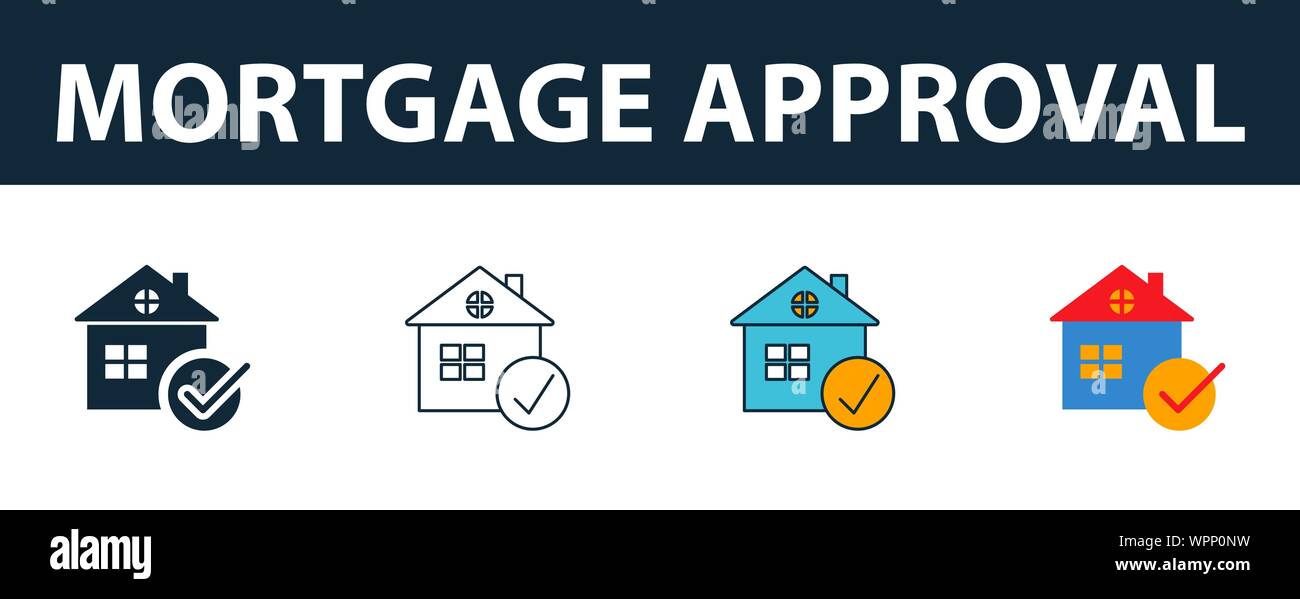 Mortgage Approval icon set. Four elements in diferent styles from ...