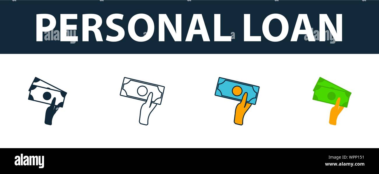 Personal Loan icon set. Four elements in diferent styles from personal ...