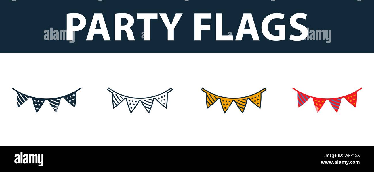 Party Flags icon set. Four elements in diferent styles from party icon ...