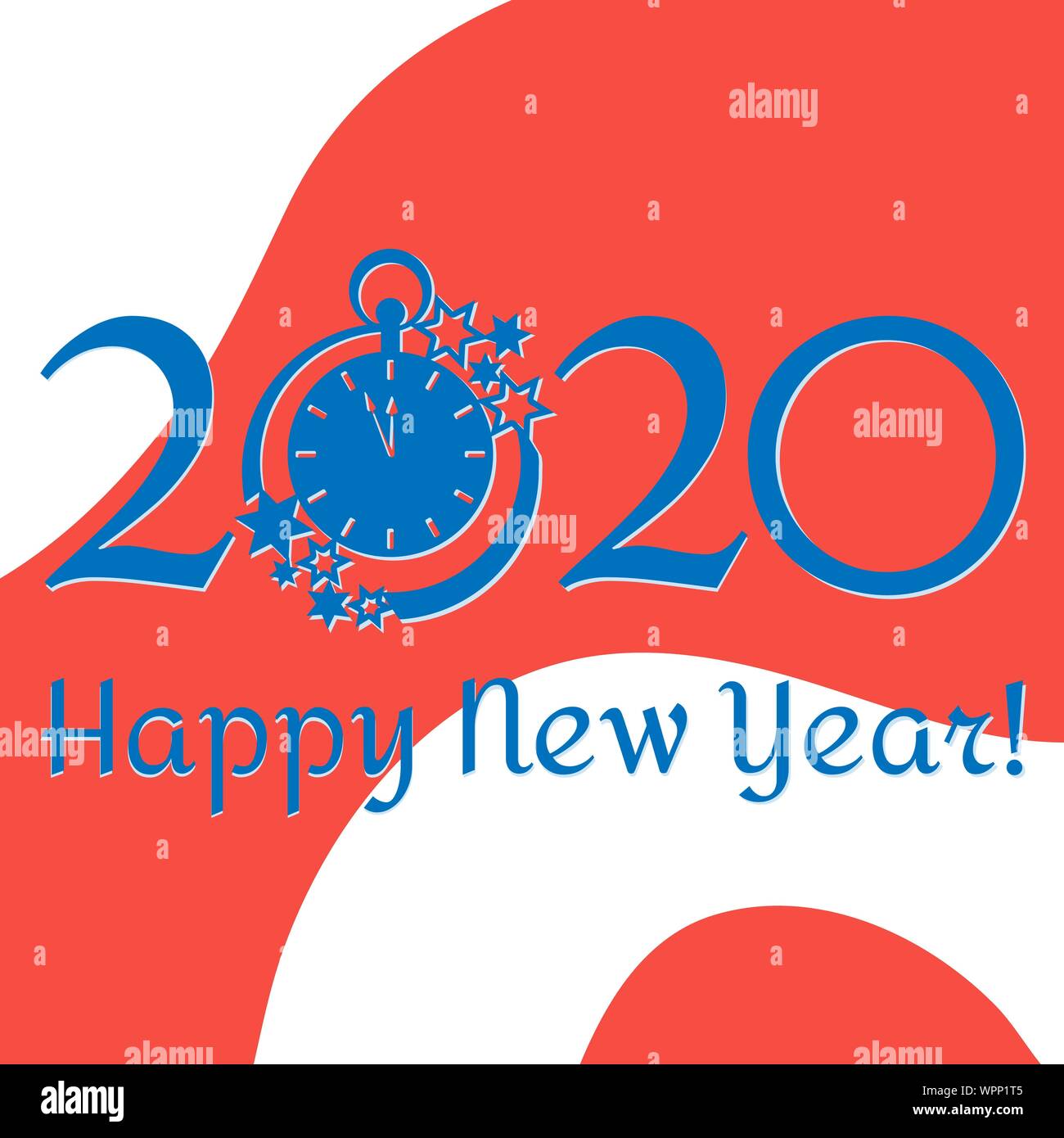 Happy new year. Vector illustration with 2020 year numbers, clock and ...
