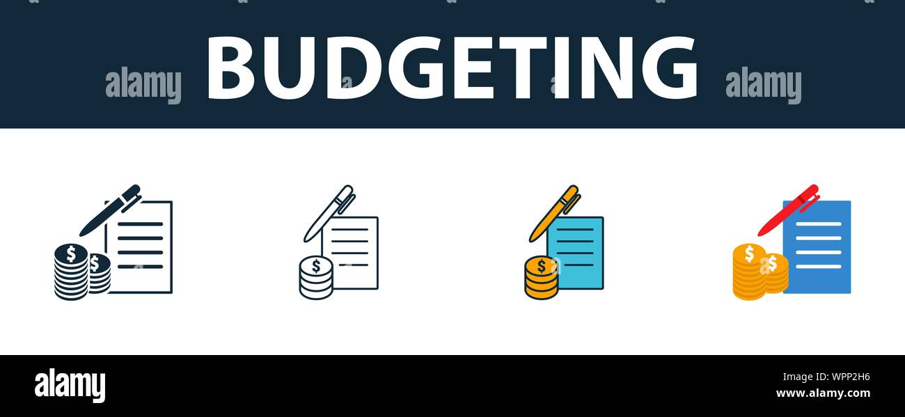 Budgeting icon set. Four elements in diferent styles from personal ...