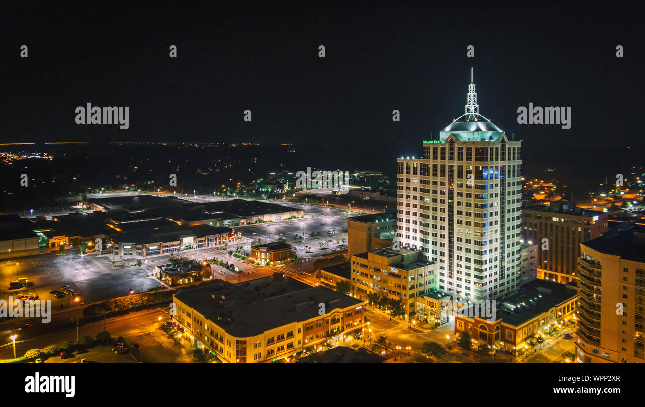 Town center by night hi-res stock photography and images - Alamy